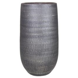 Ceramic pot DELTA with grooves, black-beige, 18"/45cm, Ø9"/23cm