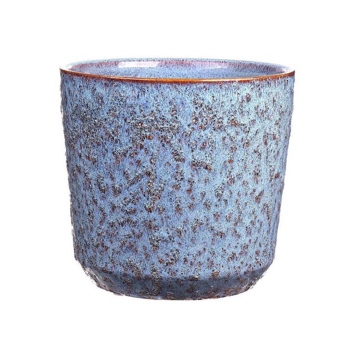 Ceramic pot NANDINO with structure, blue-brown, 6"/16cm, Ø7"/17cm
