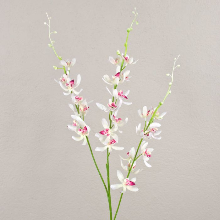 False flower branch Cymbidium orchid MONDEGO, white-fuchsia, 3ft/95cm