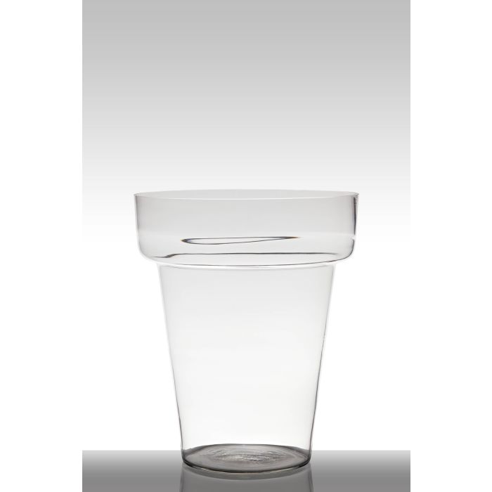 Flower pot of glass DAVE, conical/round, clear, 16"/40cm, Ø13"/33cm