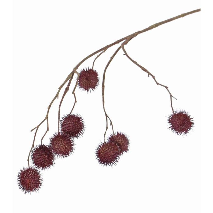 Decorative maple branch MARIUS with fruits, dark red, 31"/80cm